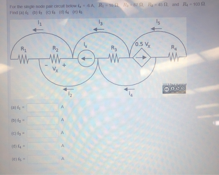 Solved For the single node pair circuit below i, = -6 A, R1 | Chegg.com
