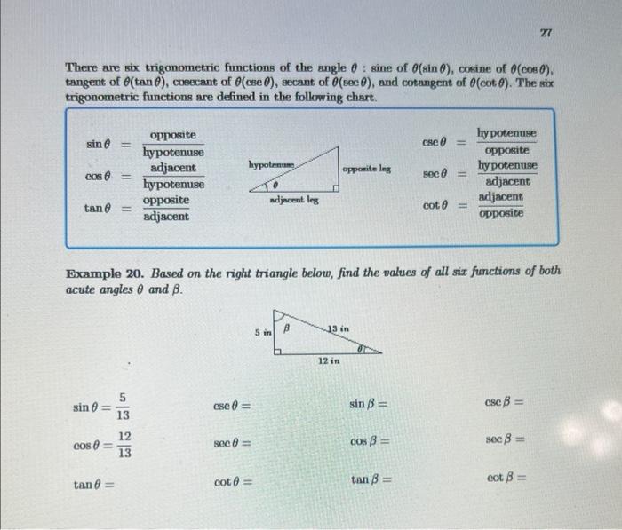 Solved Example 21. Consider the following triangle. Find the | Chegg.com