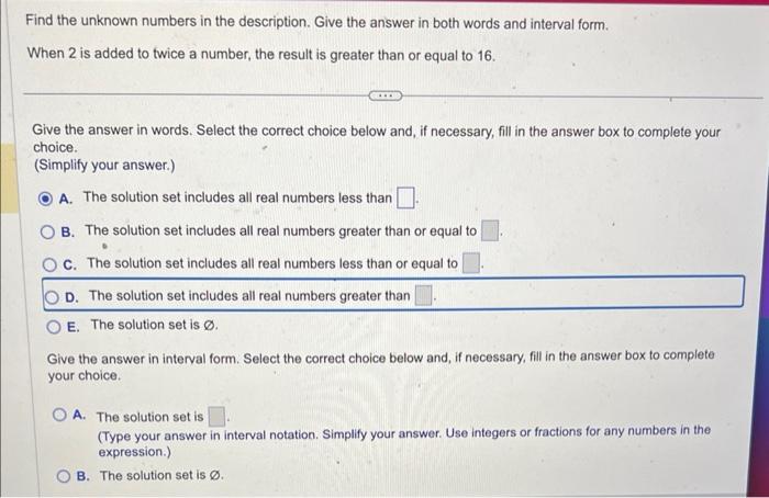 Solved Find the unknown numbers in the description. Give the | Chegg.com