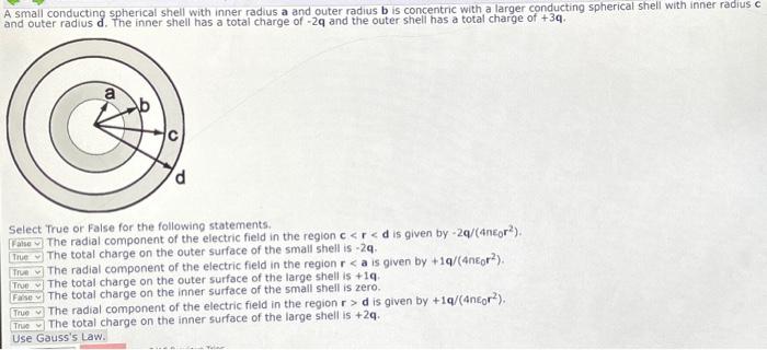 Solved A small conducting spherical shell with inner radius | Chegg.com