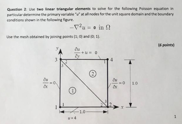 Solved Question 2: Use two linear triangular elements to | Chegg.com