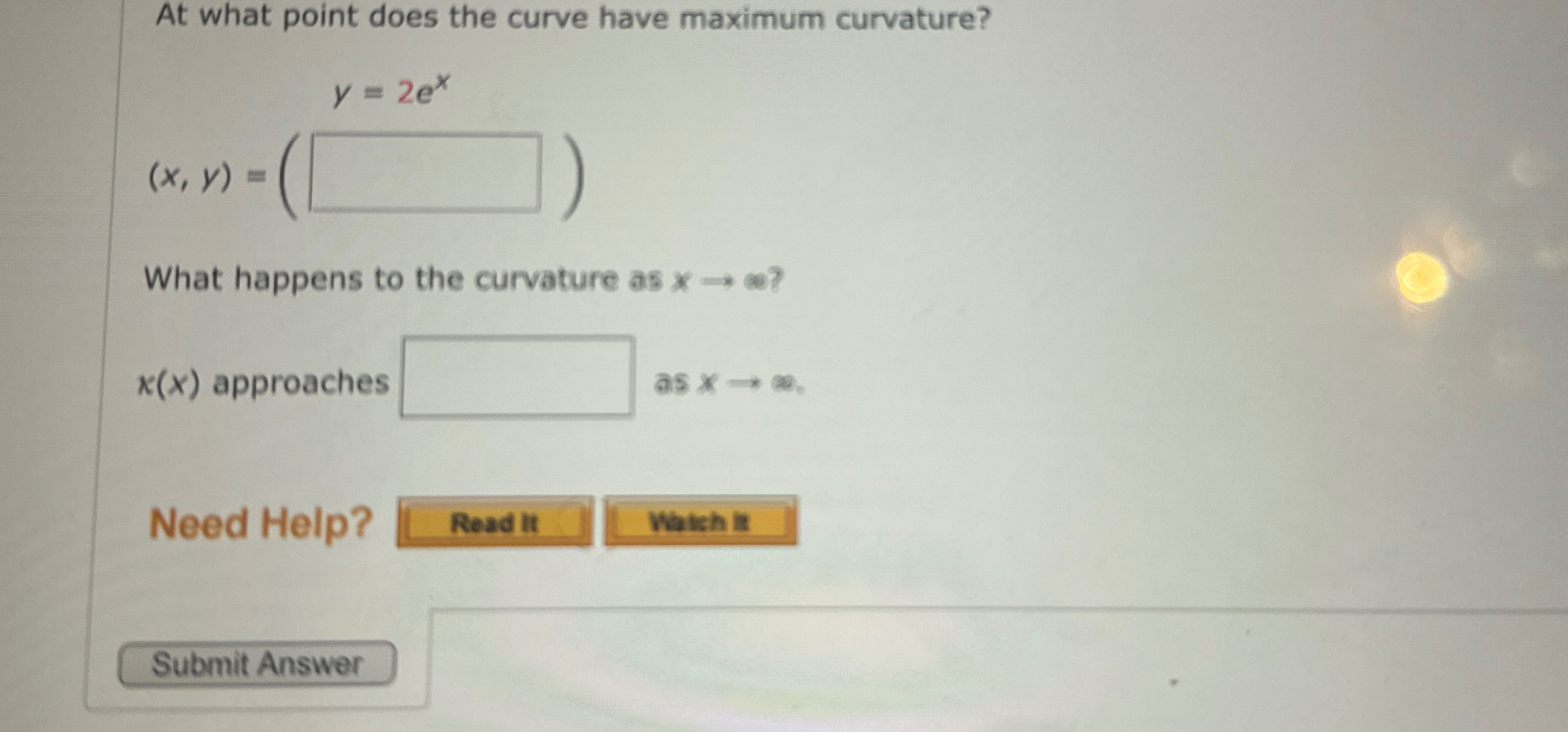 Solved At what point does the curve have maximum | Chegg.com
