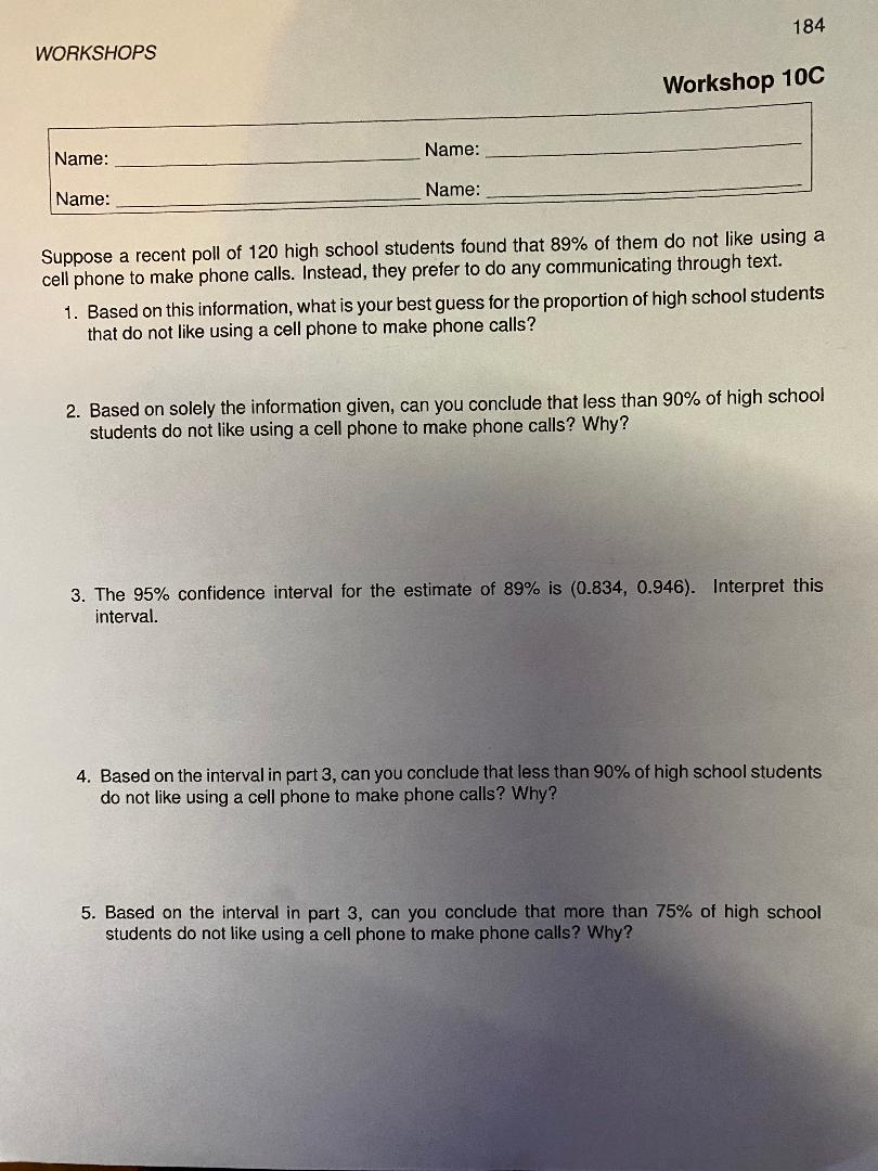 Solved suppose a recent poll of 120 ﻿high school students | Chegg.com