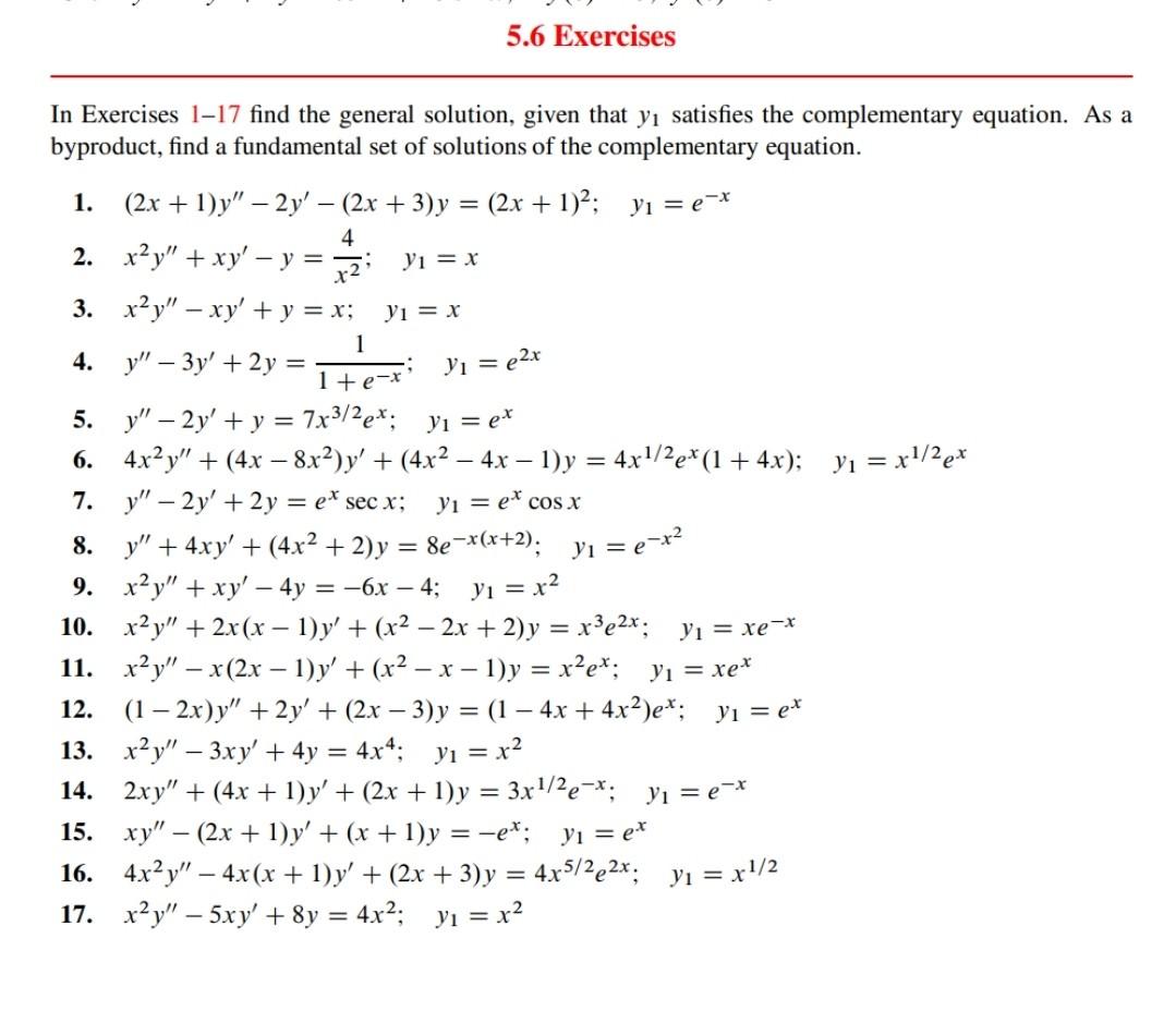 Solved In Exercises 1-17 find the general solution, given | Chegg.com