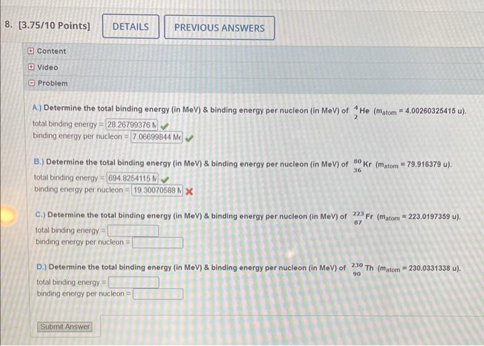 Solved ictaibnarg energy 7 bindre mendy ptit nucteon on | Chegg.com