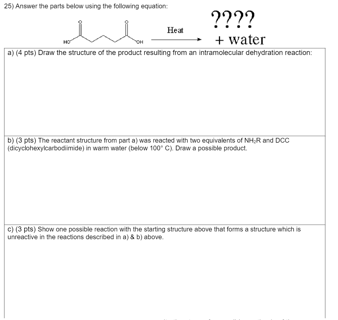 a) (4 ﻿pts) ﻿Draw the structure of the product | Chegg.com