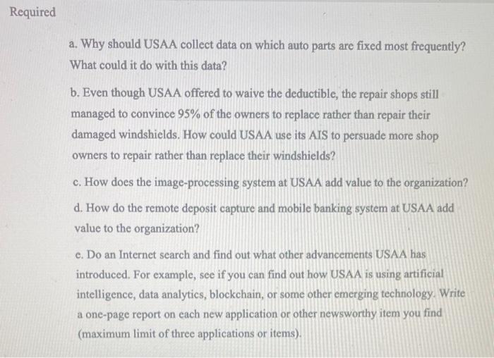 Solved 3. United Services Automotive Association (USAA) is | Chegg.com