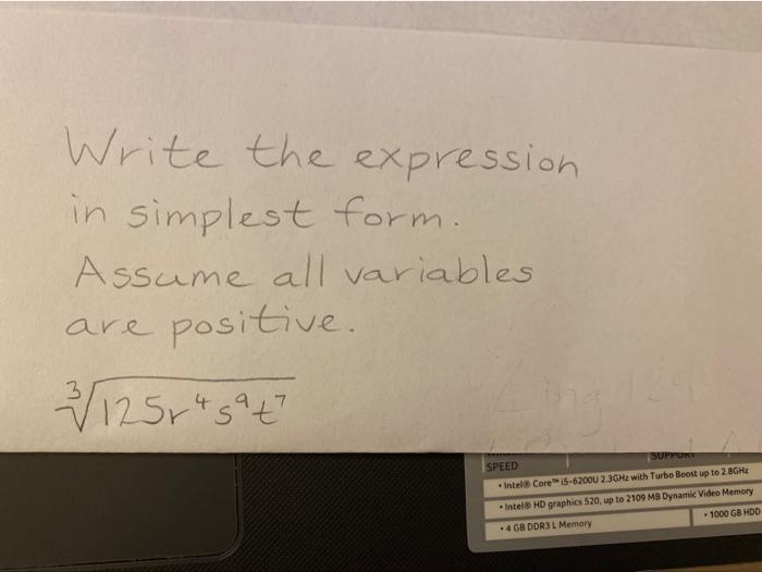 Solved Write the expression in simplest form. Assume all | Chegg.com