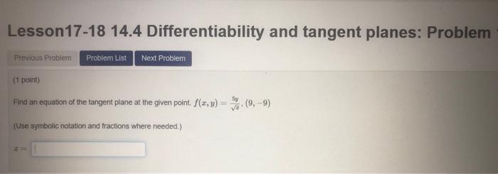 Solved Lesson17-18 14.4 Differentiability and tangent | Chegg.com