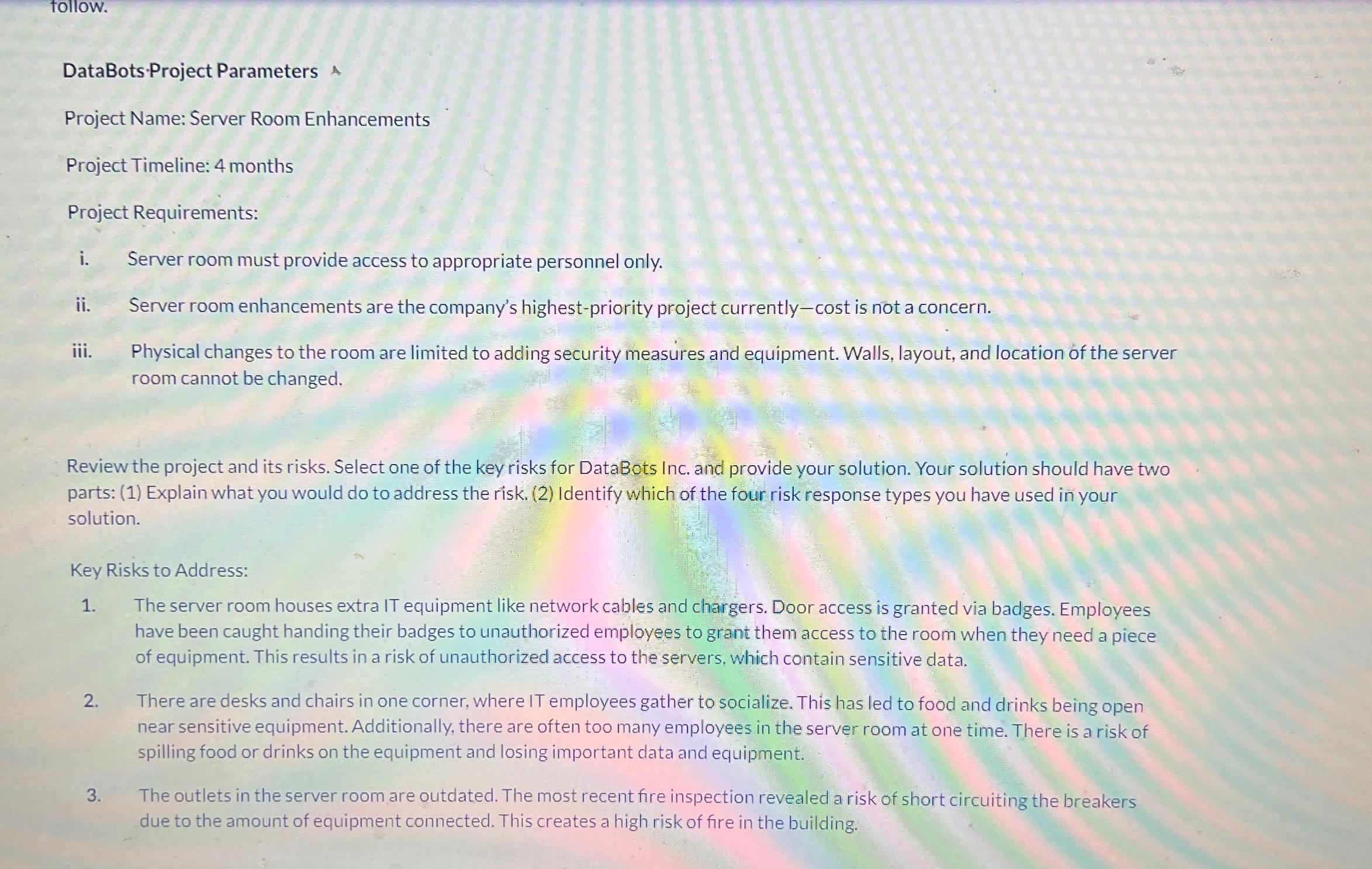 Solved follow.DataBots.Project ParametersProject Name: | Chegg.com