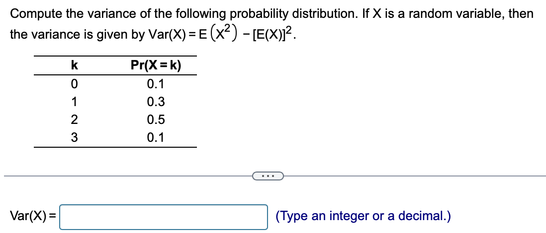 Solved Compute the variance of the following probability | Chegg.com