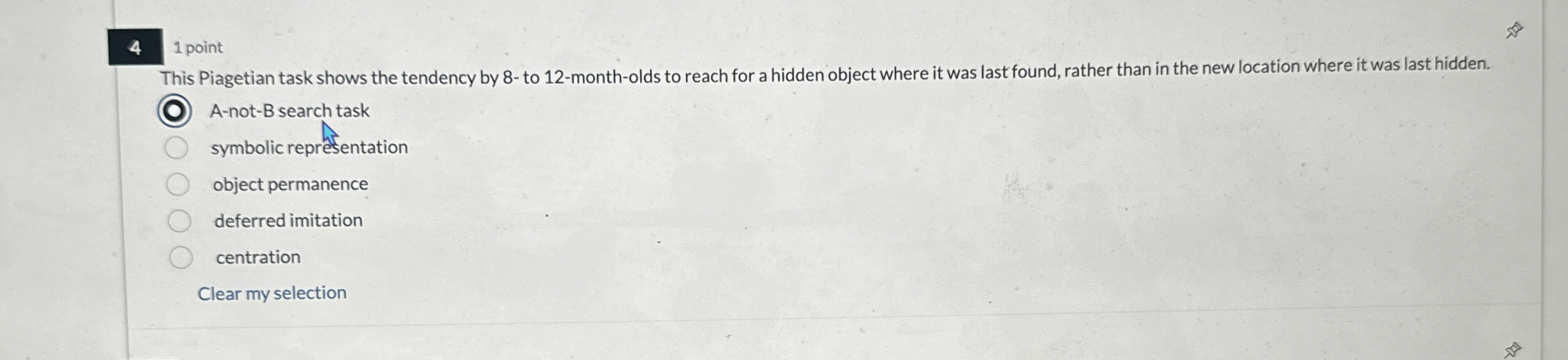 Solved 41 ﻿pointThis Piagetian task shows the tendency by 8- | Chegg.com