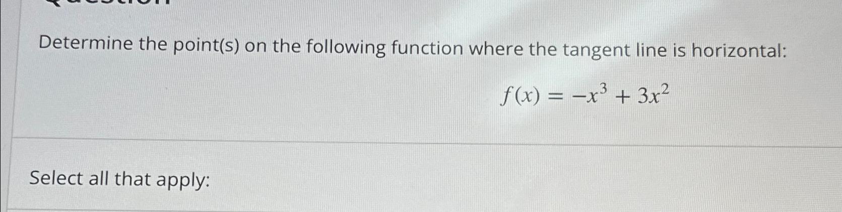 Solved Determine the point(s) ﻿on the following function | Chegg.com