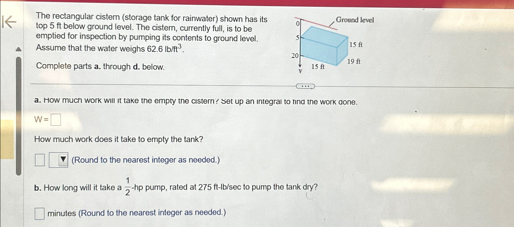 Solved The rectangular cistern (storage tank for rainwater) | Chegg.com