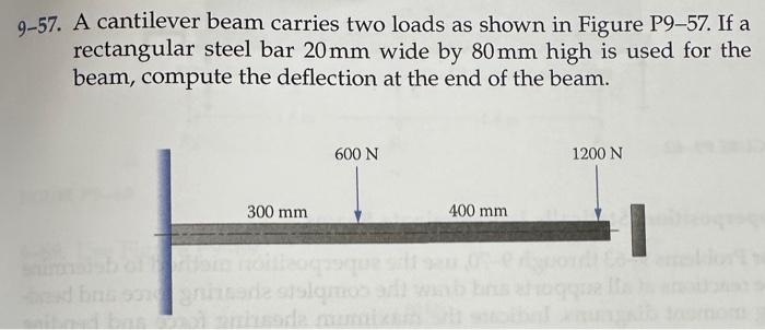 Solved 9-57. A cantilever beam carries two loads as shown in | Chegg.com