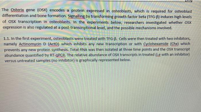 Solved The Osterix gene (OSX) encodes a protein expressed in | Chegg.com