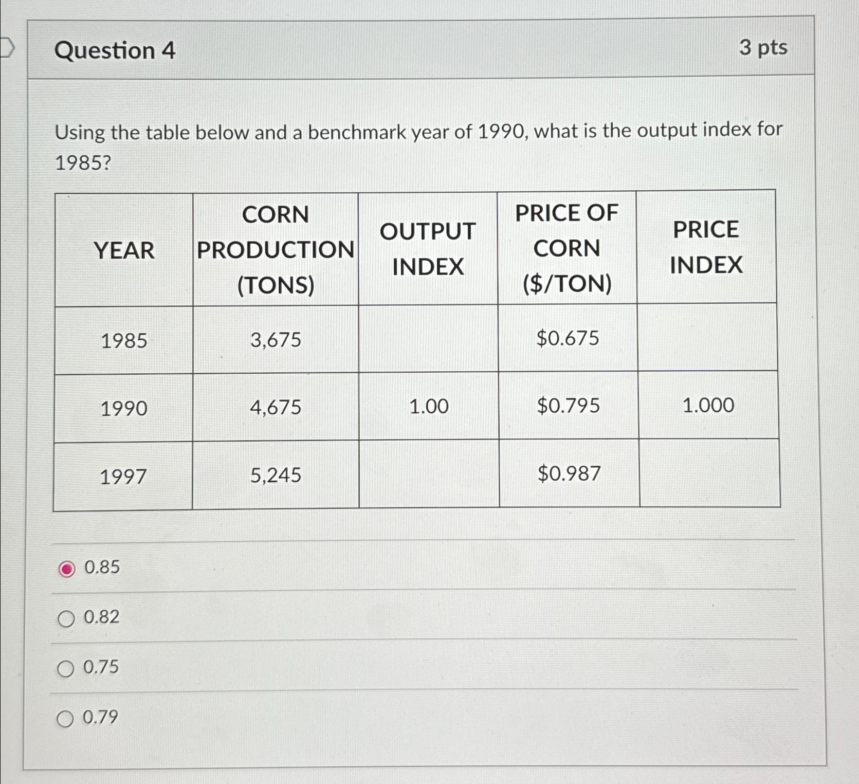 Solved Question 43 ﻿ptsUsing the table below and a benchmark | Chegg.com