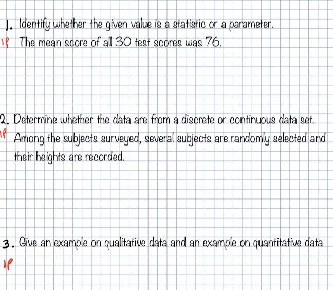 Solved 1. Identify whether the given value is a statistic or | Chegg.com