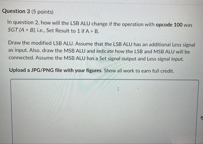 Solved In question 2, how will the LSB ALU change if the | Chegg.com