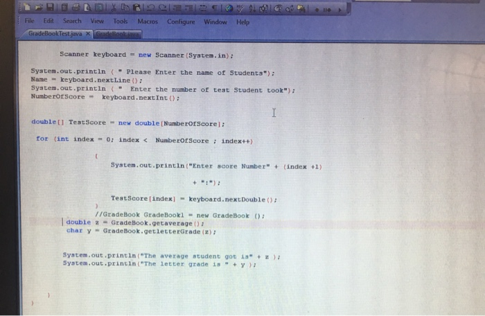 Solved Help Window GadeBookles GradeBook.java x public class | Chegg.com