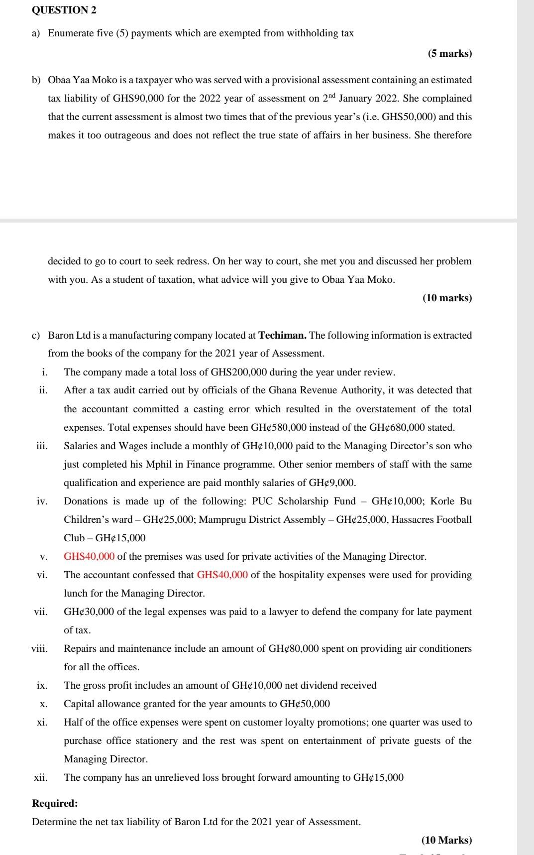 Solved a) Enumerate five (5) payments which are exempted | Chegg.com Solved a) Enumerate five (5) payments which are exempted | Chegg.com