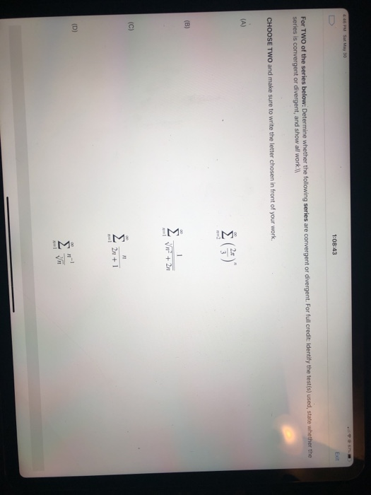 Solved 4:46 PM Sat May 30 1:0A 43 Exit For TWO of the series | Chegg.com
