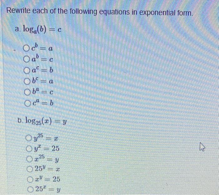 Solved Rewrite each of the following equations in | Chegg.com