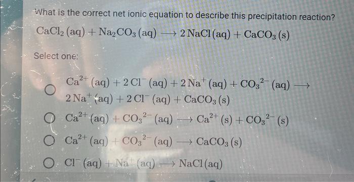 Solved What is the correct net ionic equation to describe | Chegg.com