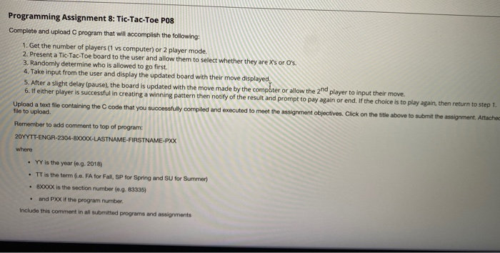 Solved Programming Assignment 8: Tic-Tac-Toe POS Complete | Chegg.com