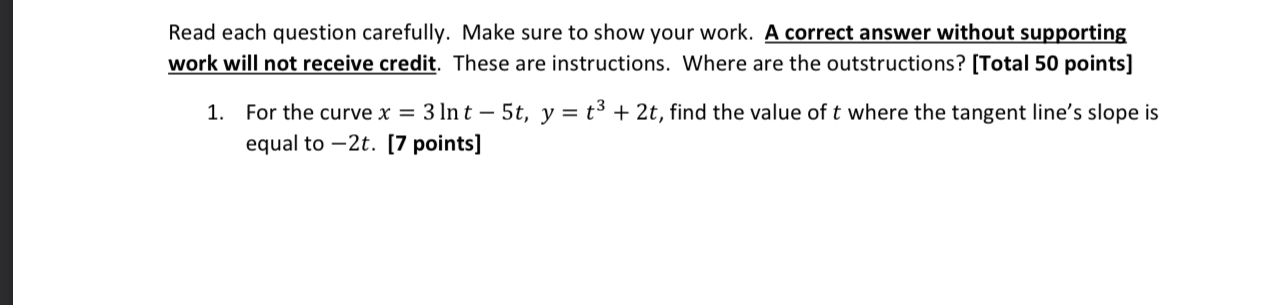 Solved Read each question carefully. Make sure to show your | Chegg.com