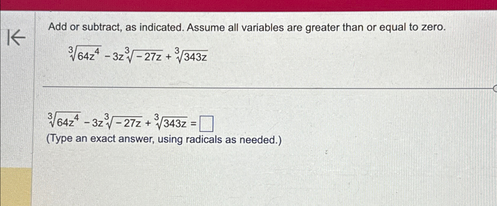Solved Add or subtract, as indicated. Assume all variables | Chegg.com