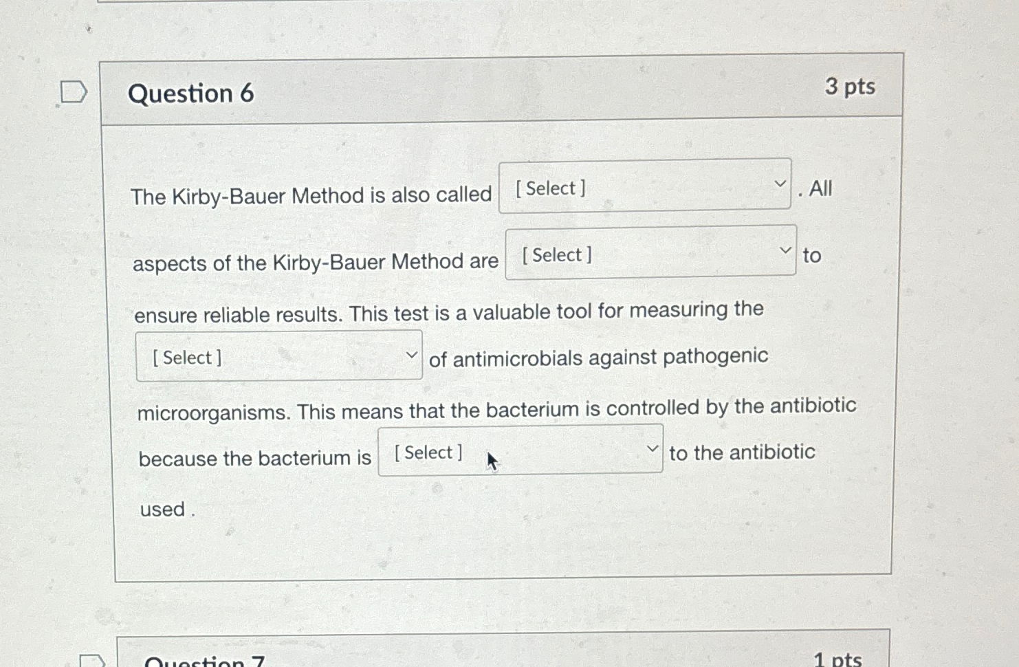 Solved Question 63 ﻿ptsThe Kirby-Bauer Method is also called | Chegg.com