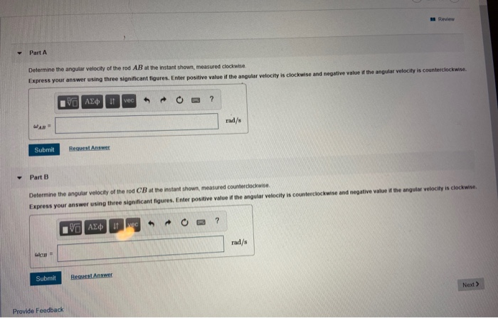 Solved Problem 16.87 Rod CD is rotating with an angular | Chegg.com