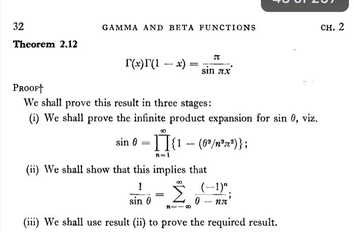 32 GAMMA AND BETA FUNCTIONS Theorem 2.12 | Chegg.com