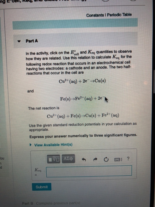 Solved Constants 1 Periodic Table Part A In the activity, | Chegg.com