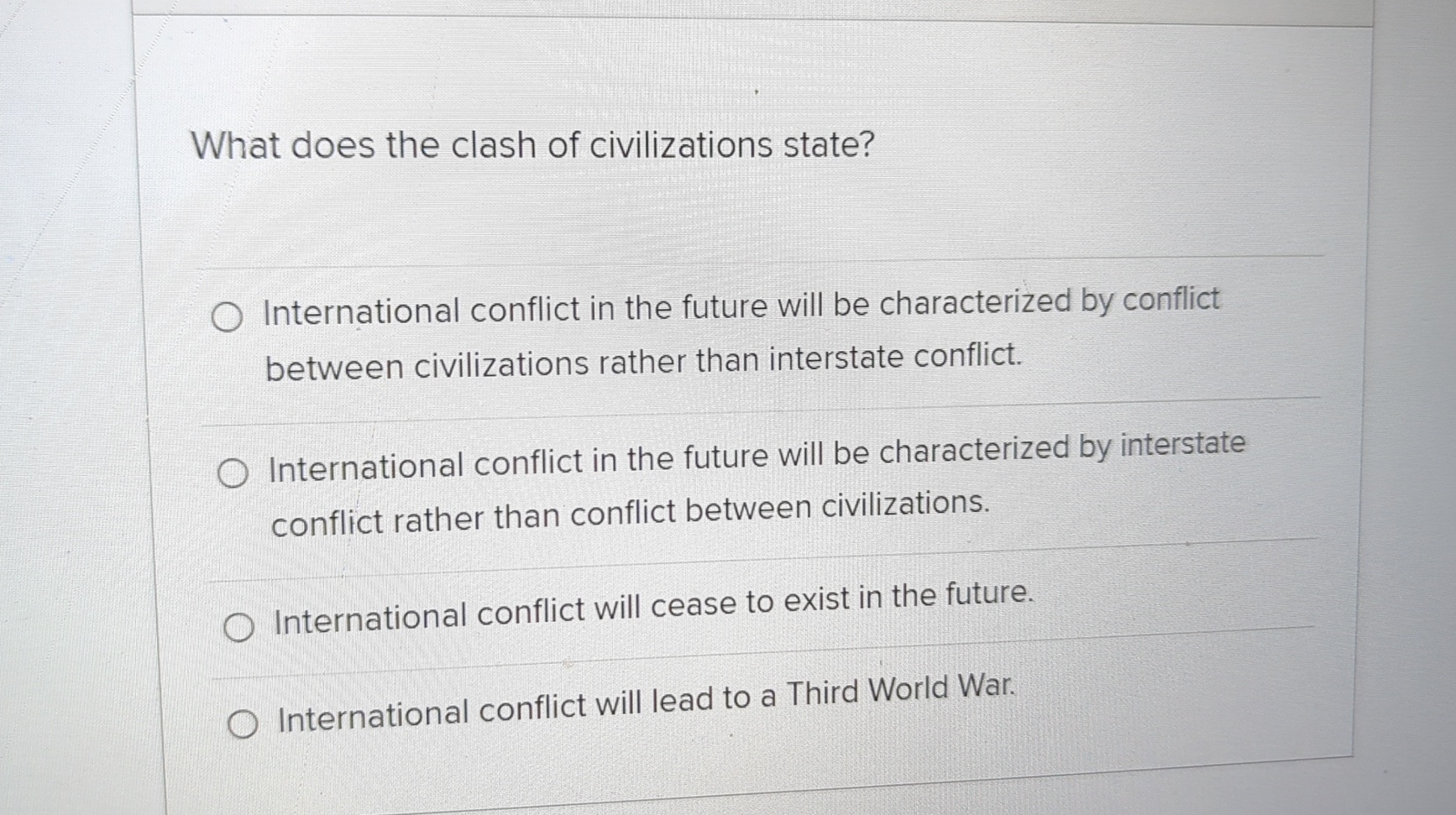 Solved What does the clash of civilizations | Chegg.com