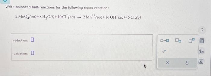 Solved Write balanced half-reactions for the following redox | Chegg.com