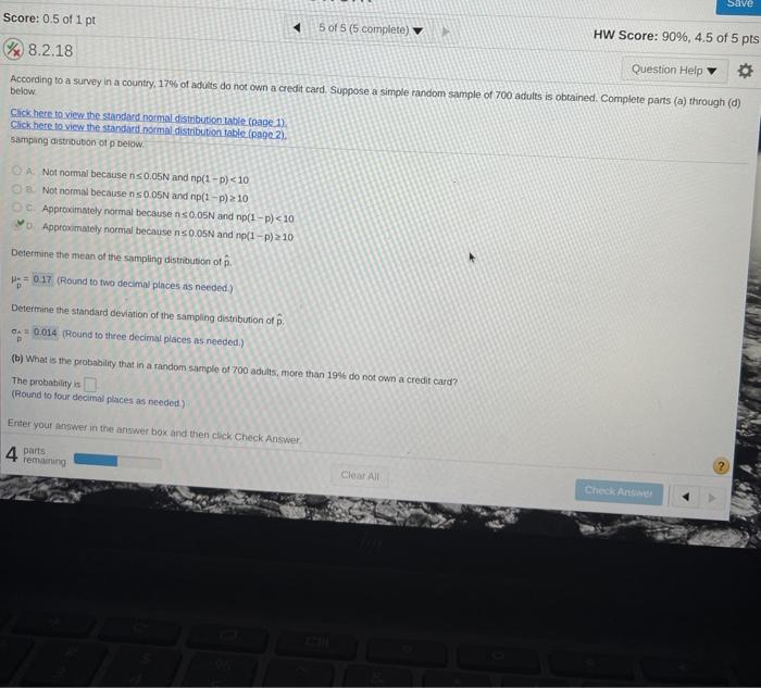 Solved Save Score: 0.5 of 1 pt 5 of 5 (5 complete) HW Score: | Chegg.com