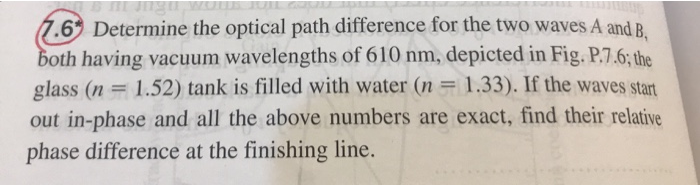 Solved 7.6 Determine the optical path difference for the two | Chegg.com