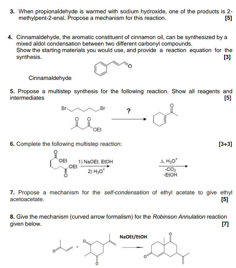 Solved 3. When propionaldehyde is warmed with sodium | Chegg.com