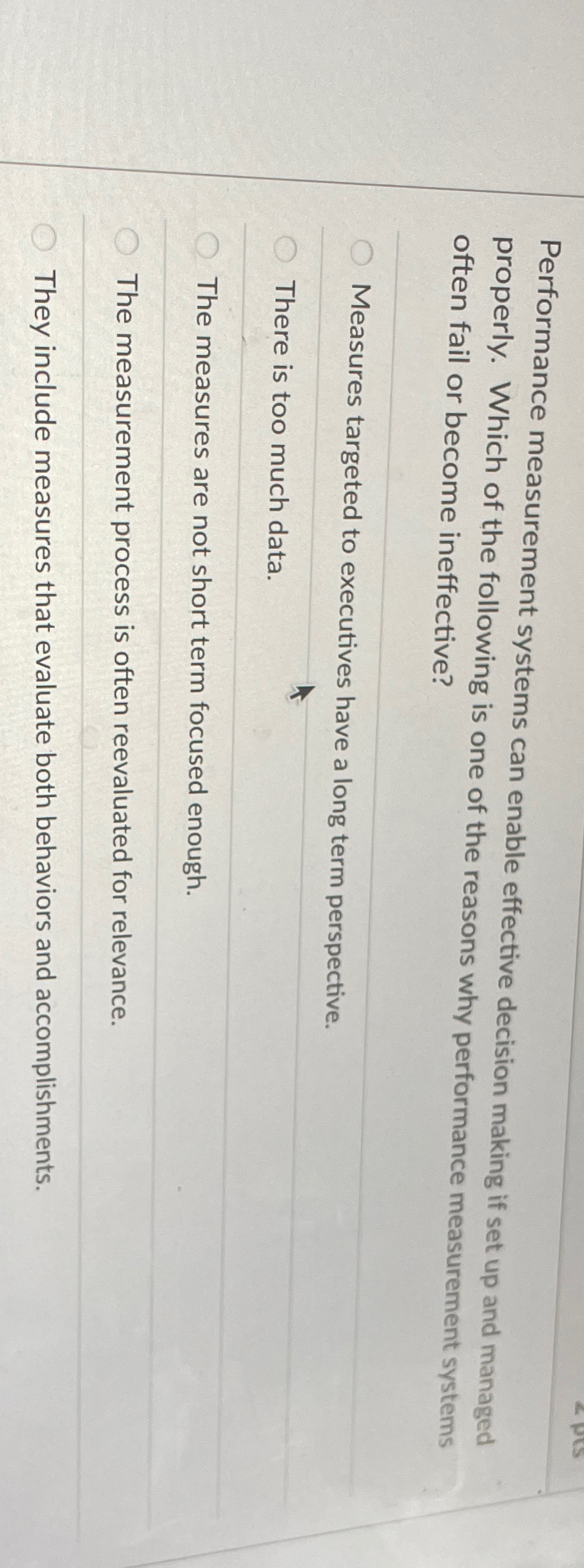 Solved Performance measurement systems can enable effective | Chegg.com