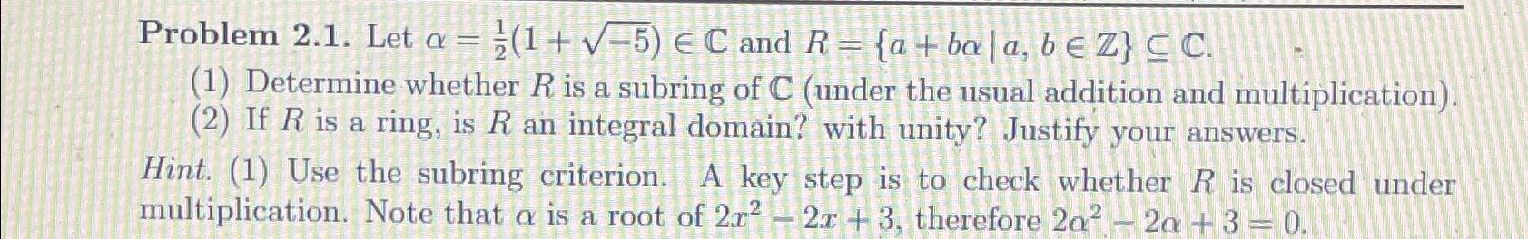 Solved Problem 2.1. Let \\\\alpha | Chegg.com