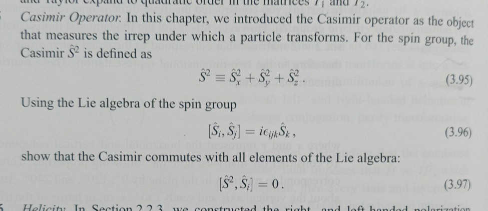 Solved Casimir Operator: In this chapter, we introduced the | Chegg.com