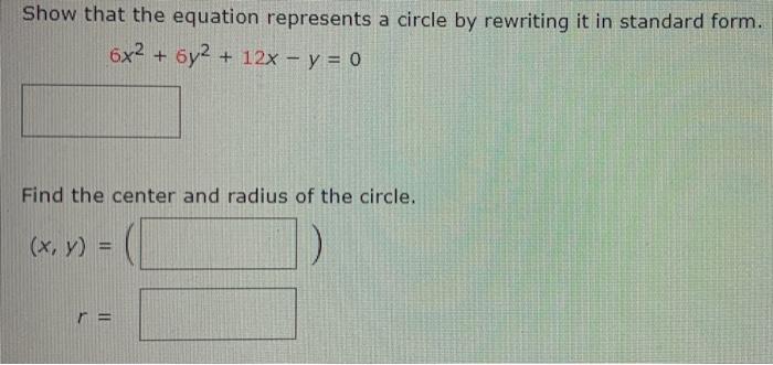 Solved Show that the equation represents a circle by | Chegg.com