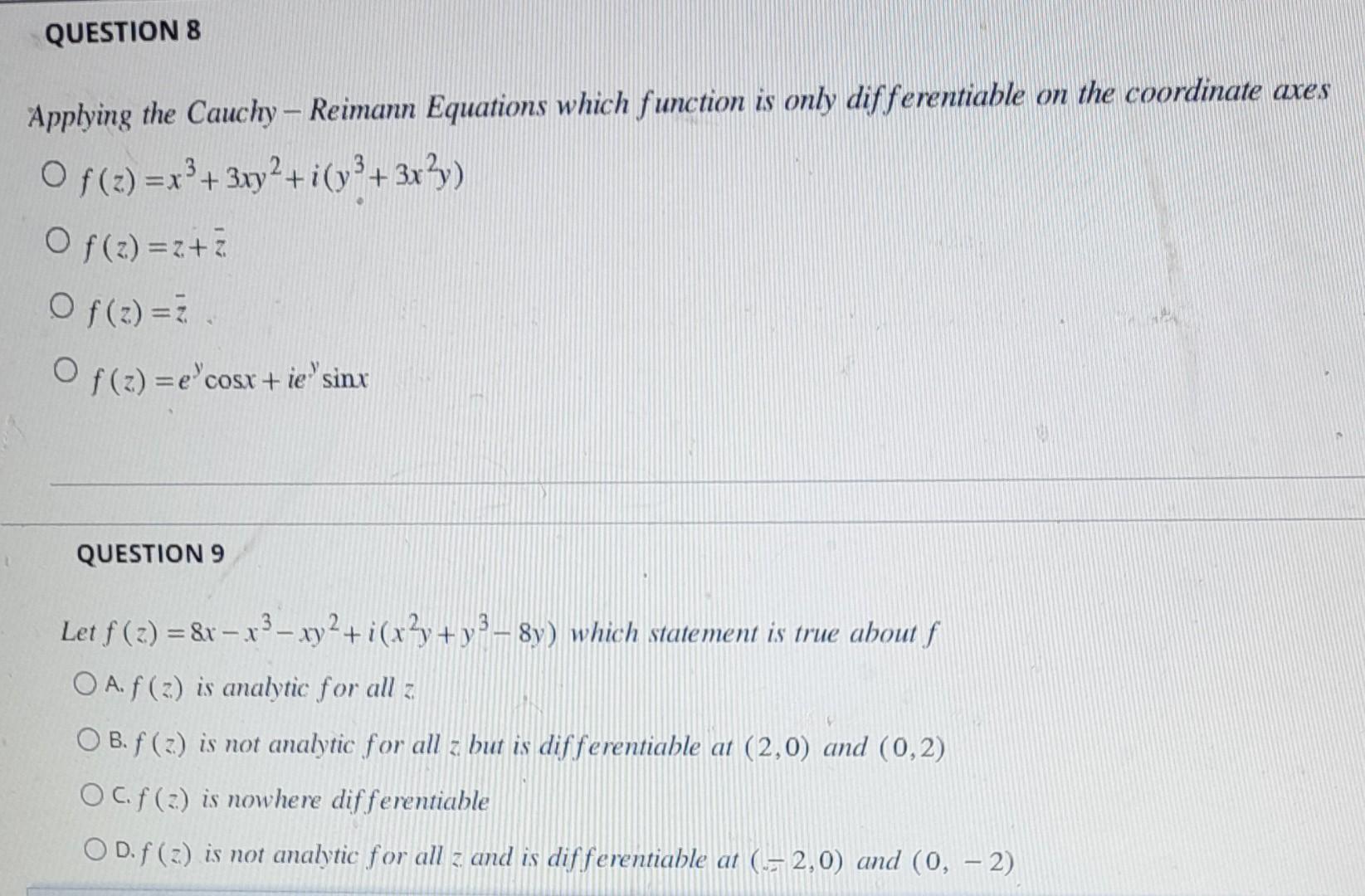 Solved Applying the Cauchy - Reimann Equations which | Chegg.com