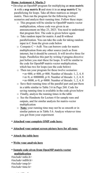 Solved A with a nxp matrix B and store it in an mxp matrix C | Chegg.com