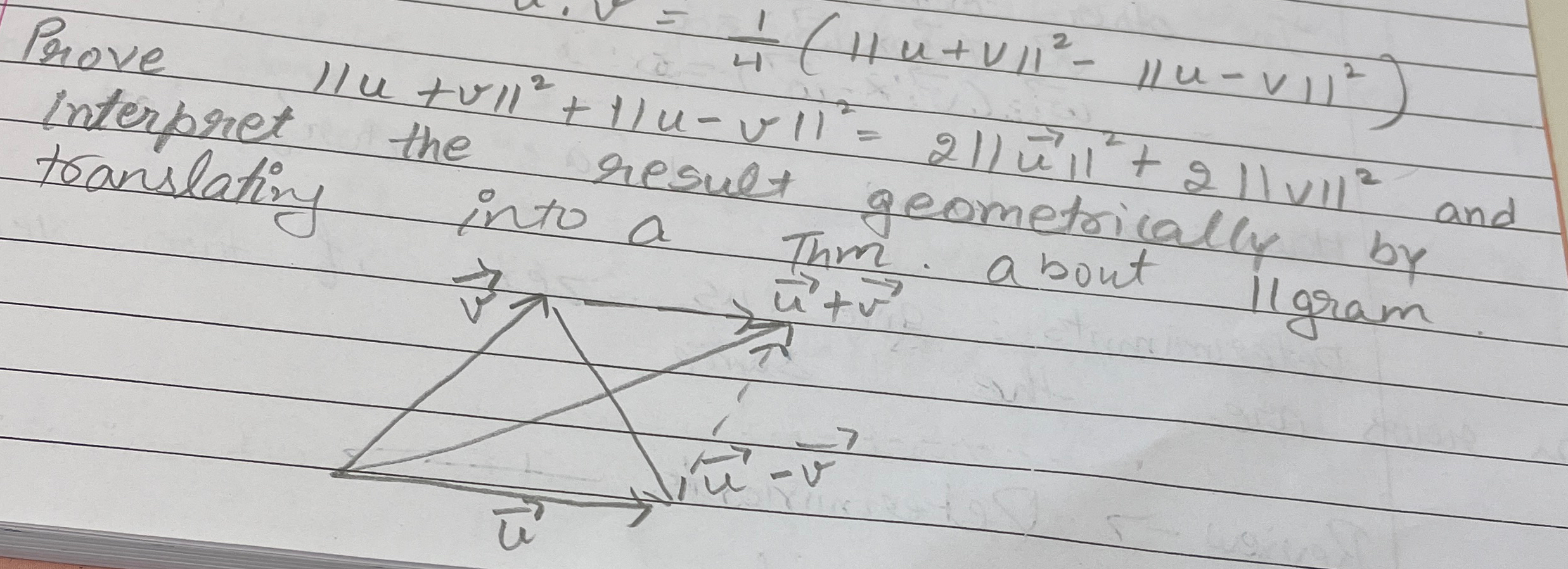 Prove ||u+v||2+||u-v||2=2||vec(u)||2+2||v||2 ﻿and | Chegg.com