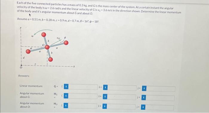 Solved Each of the five connected particles has a mass of | Chegg.com