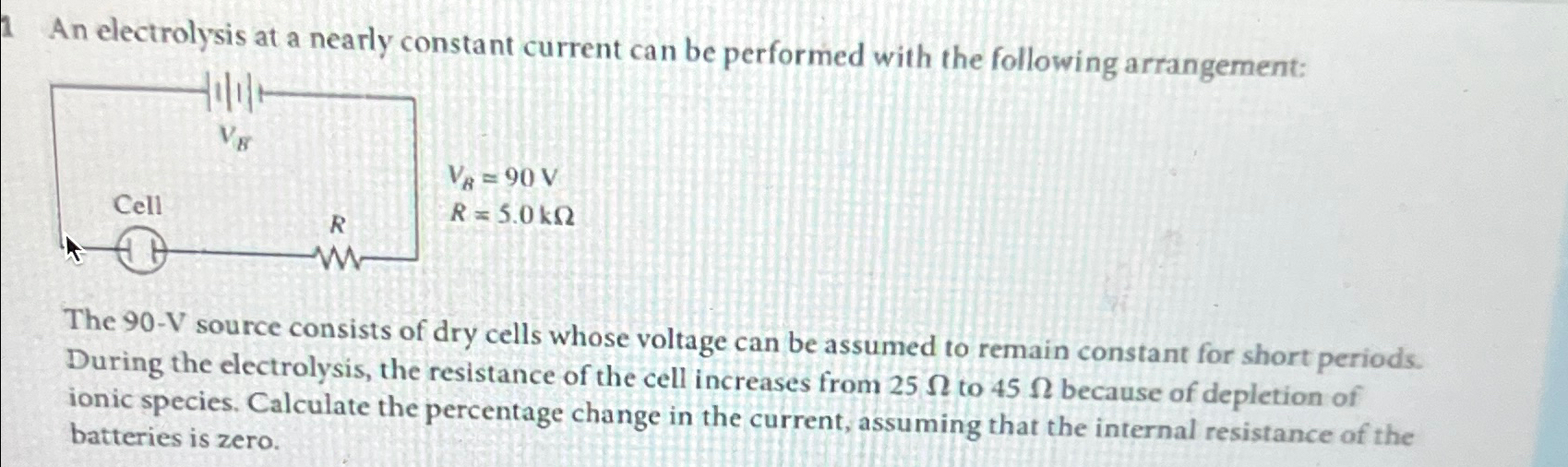 Solved 1 An electrolysis at a nearly constant current can be | Chegg.com