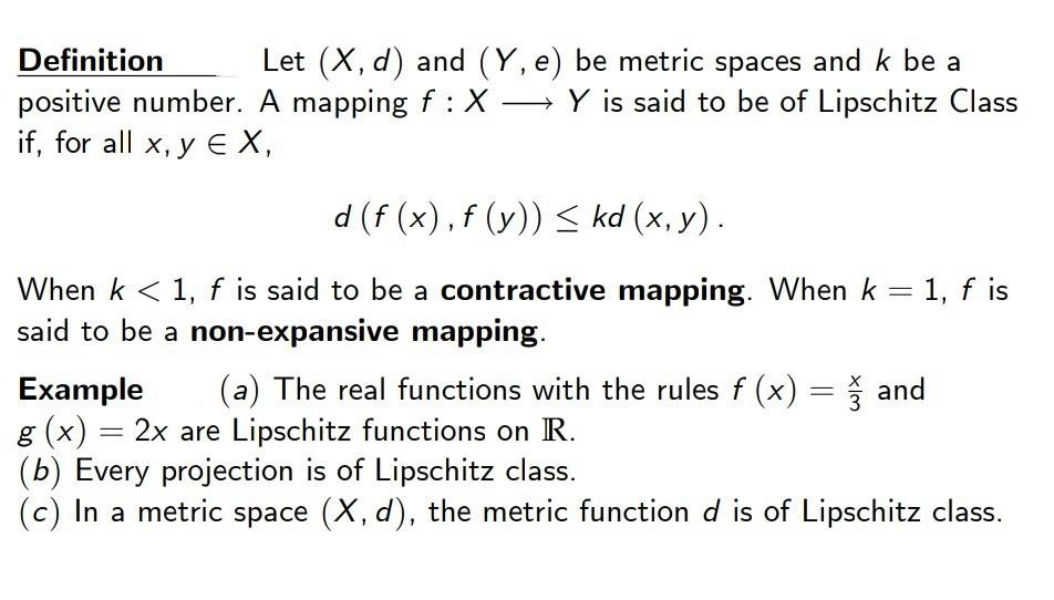 Solved Definition Let (X, d) and (Y, e) be metric spaces and | Chegg.com